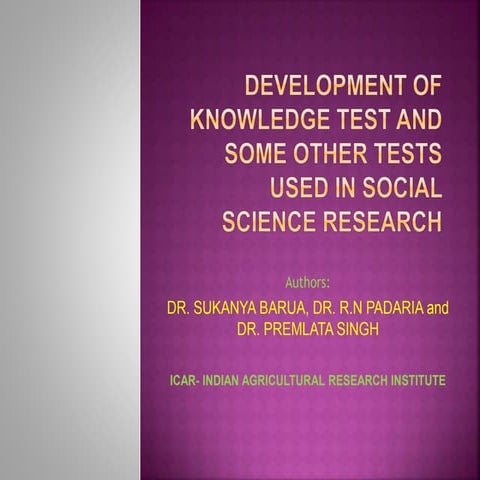 Development of knowledge test and some other tests used in social ...
