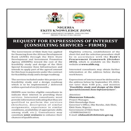 REQUEST FOR EXPRESSIONS OF INTEREST (CONSULTING SERVICES – FIRMS) | PDF