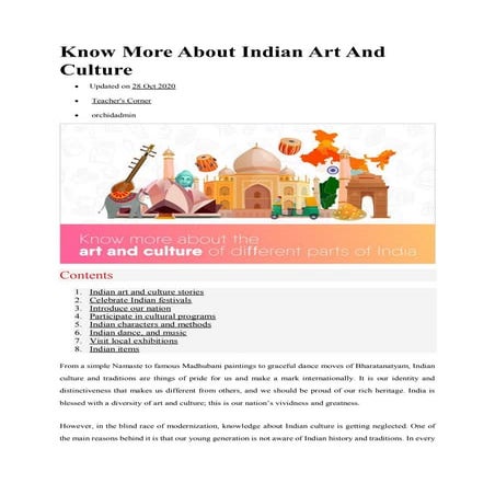 Know more about indian art and culture | PDF