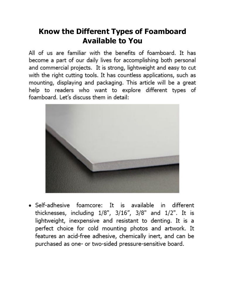 Know The Different Types Of Foamboard Available To You know-the-different-types-of-foamboard-available-to-you