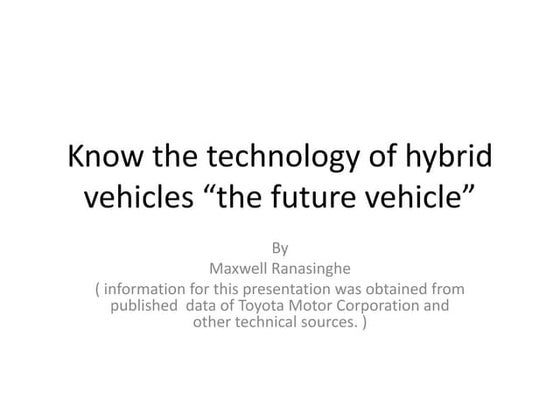 Hybrid vehicle architecture | PPTX