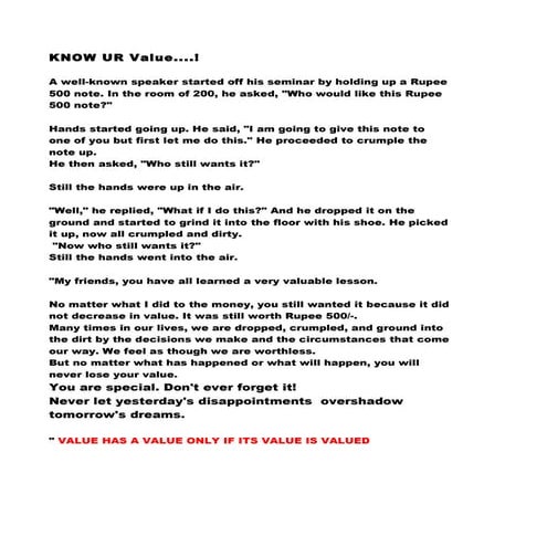Know ur value | DOC