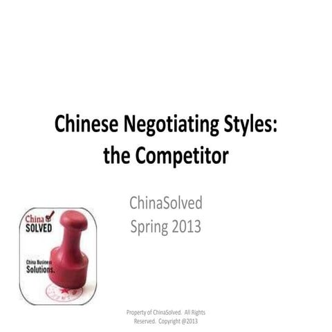 Know Your Chinese Negotiators: Competitors | PPTX
