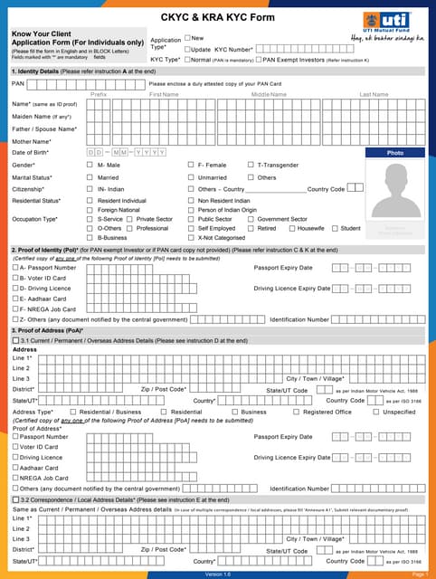 UTI - New Form for Updation of Status Minor to Major | PDF
