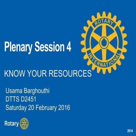 Know your resources - PDG Usama Barghouthi | PPT