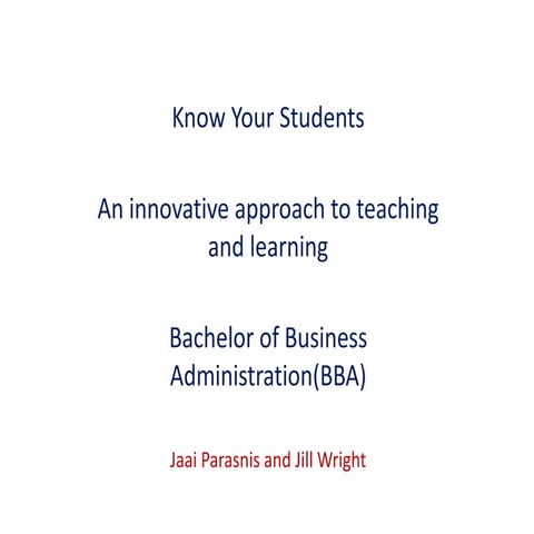 Know your students bba presentation | PPTX