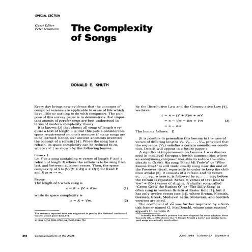 Knuth song complexity | PDF | Music | Entertainment
