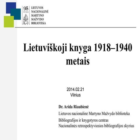 Lietuviškoji knyga 1918-1940 metais | PPT