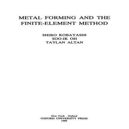 Kobayashi metal forming and the finite element method | PDF