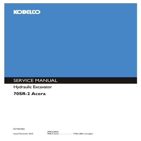 KOBELCO 70SR-2 Acera Hydraulic Excavator Service Repair Manual.pdf