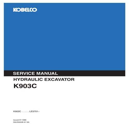 Kobelco k903 c hydraulic excavator service repair manual | PDF