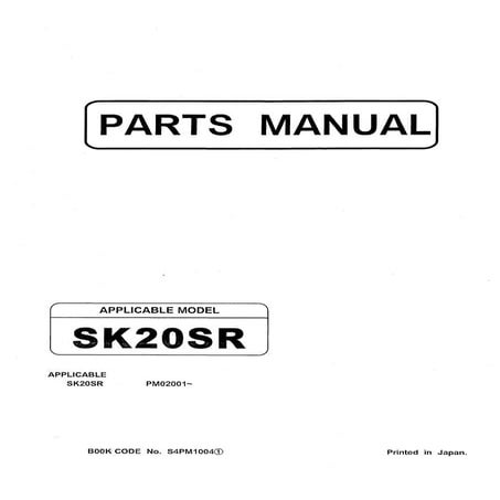 Kobelco sk20 sr mini excavator parts catalogue manual (sn pm02001 and ...