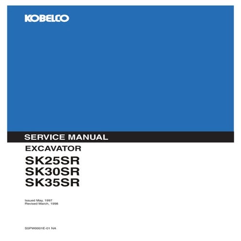 Kobelco sk25 sr excavator service repair manual snpv10001 and up | PDF