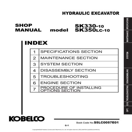 Kobelco sk350 lc 8 hydraulic excavator service repair manual | PDF