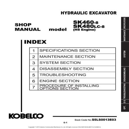 Kobelco sk480 lc 8 (hs engine) hydraulic excavator service repair ...