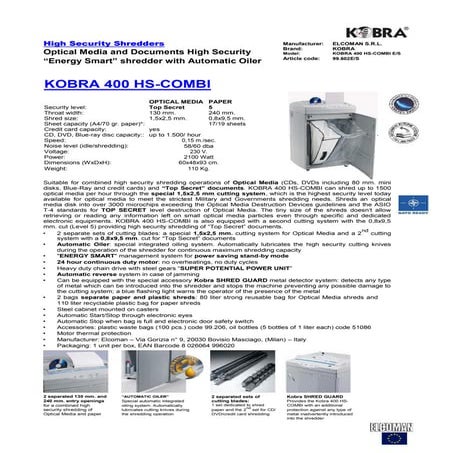 KOBRA 400 HS-COMBI | PDF