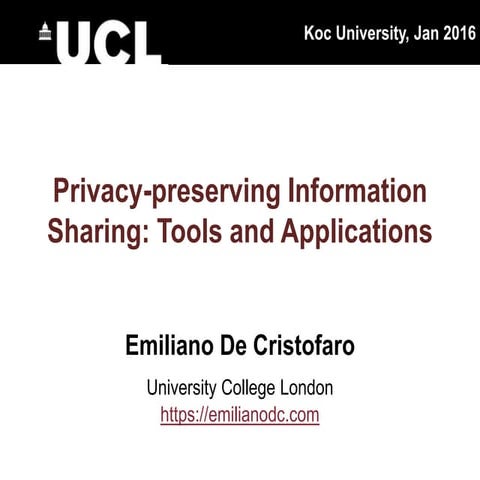 Privacy Preserving Information Sharing Tools And Applications Pptx Computing Technology