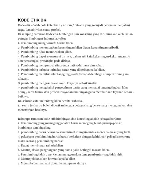 Kode etik bk | PDF