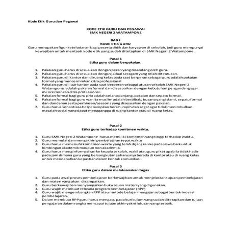 Kode etik guru dan karyawan sekolah | DOCX