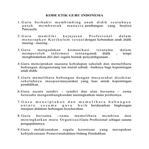 Kode etik guru indonesia | PDF