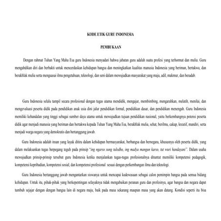 Kode etik guru indonesia | DOCX