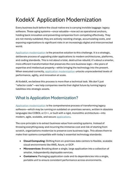 Accelerate Business Growth with Next-Gen Application Modernization Services | PDF