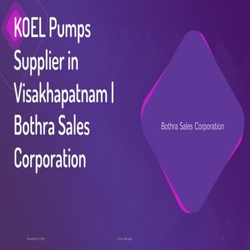 KOEL Pumps Supplier in Visakhapatnam | Bothra Sales Corporation | PDF