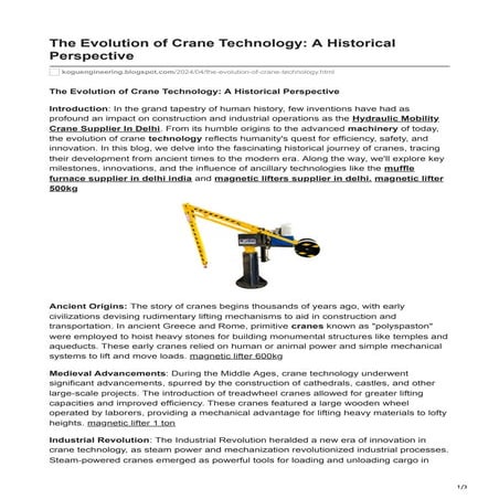 The Evolution of Crane Technology: A Historical Perspective | PDF