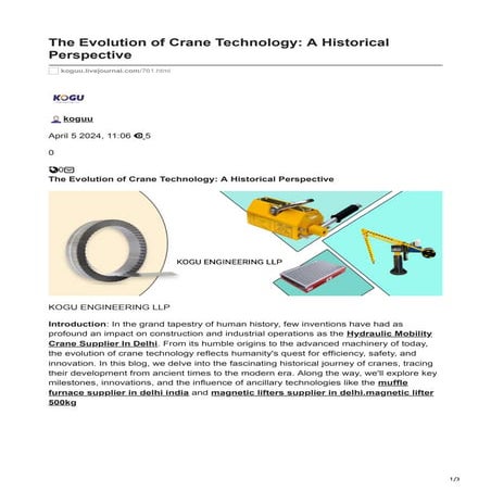 The Evolution of Crane Technology: A Historical Perspective | PDF