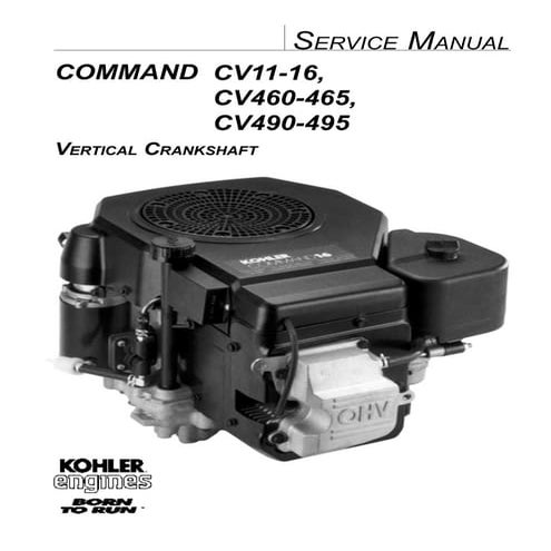 Kohler command cv495 vertical crankshaft engine service repair manual ...