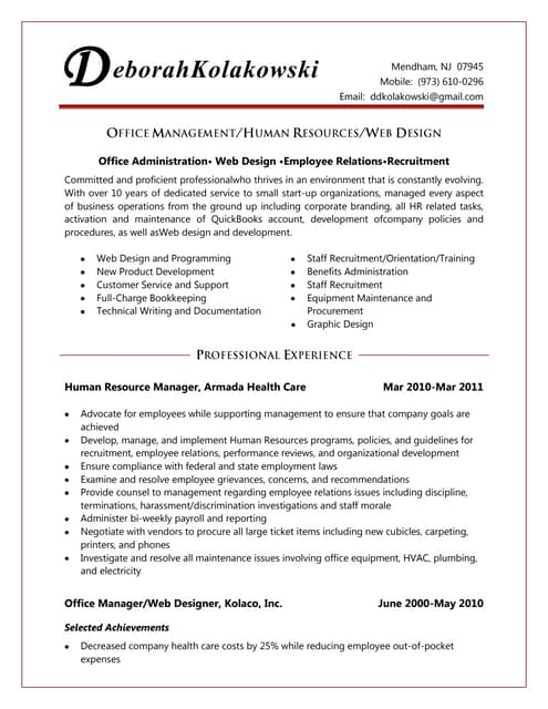 Brenda Davis Resume | DOCX