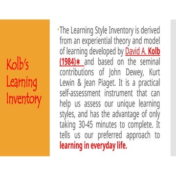 Kolbs-Learning-Inventory-powerpoint presentation | PPTX