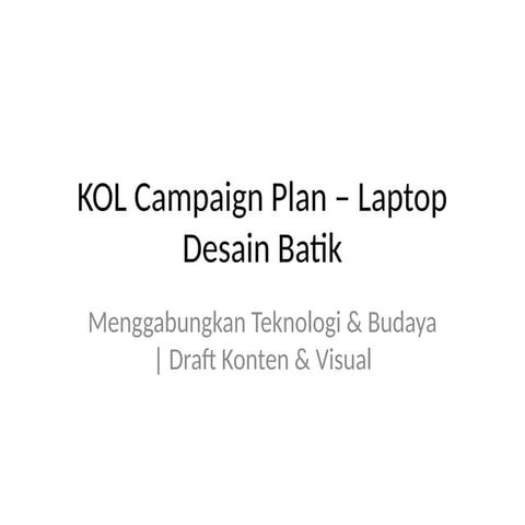 KOL Laptop Batik Yang Bagus Dan Bisa Dijual | PPT