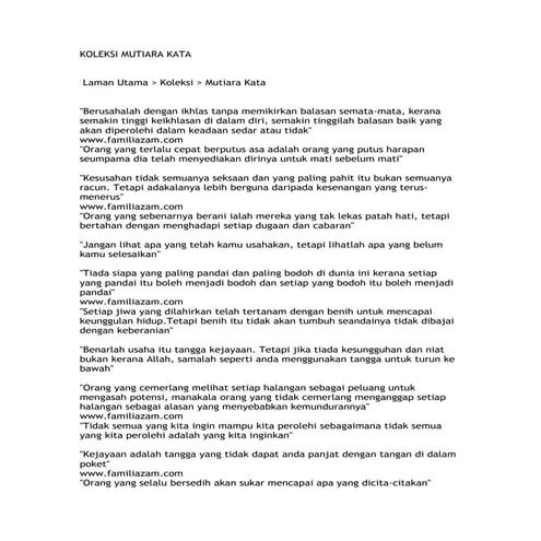 Koleksi mutiara kata | PDF