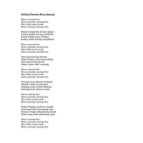 Koleksi pantun rasa sayang | DOC