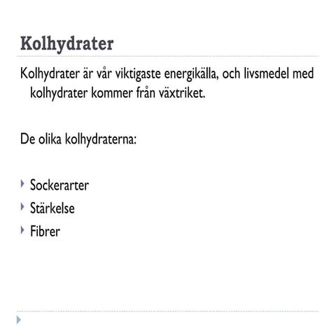 Kolhydrater | PPT