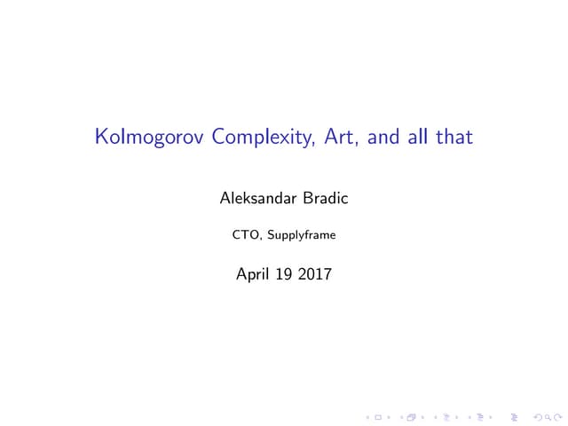 Kolmogorov Complexity Art And All That Pdf Computing Technology And Computing