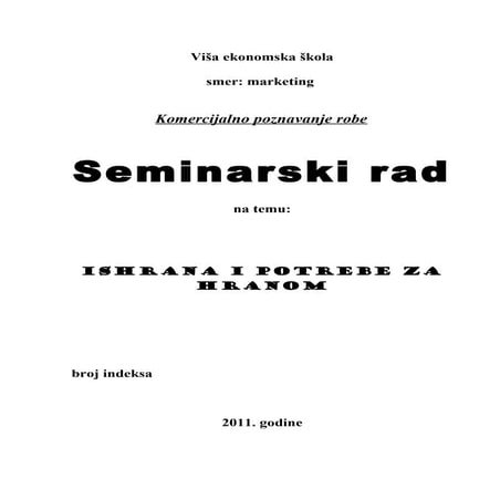 Kom. poznavanje robe ishrana | DOC