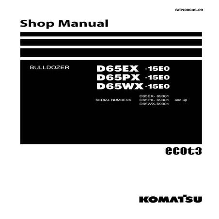 Komatsu d65 wx 15e0 dozer bulldozer service repair manual sn 69001 and ...