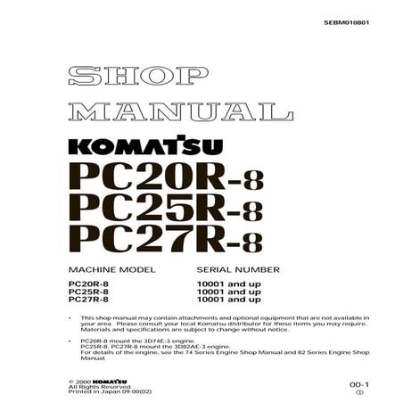 Komatsu pc25 r 8 hydraulic excavator service repair manual sn 10001 and ...