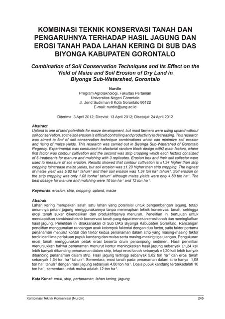 Hasil tanaman jagung yang dipupuk n, p, dan k di dutohe kabupaten bone bolango agustus 2012 | PDF