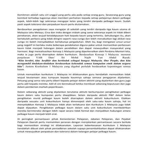 Komitmen adalah satu ciri unggul yang perlu ada pada setiap orang guru ...