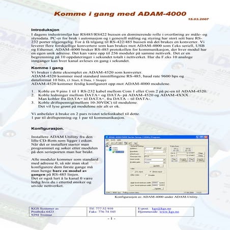 Komme i gang med ADAM-4000 | PDF
