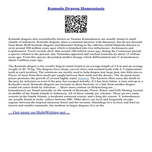 Komodo Dragon Homeostasis | PDF