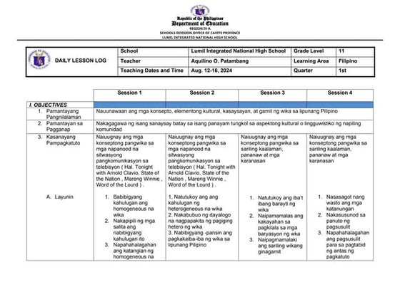 WEEK 2 Daily lesson log-SHS Filipino.docx