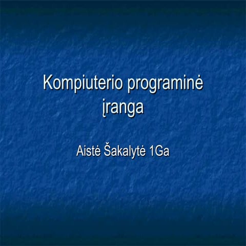 Kompiuterio programinė įranga | PPT