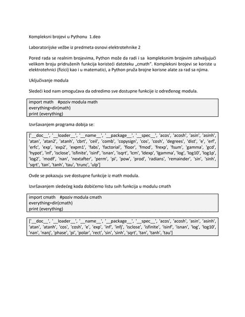 Kompleksni Brojevi U Pythonu 1 Docx