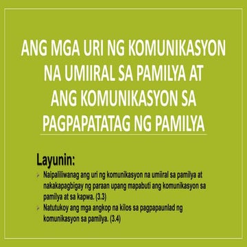 Komunikasyon na umiiral sa pamilya | PPTX