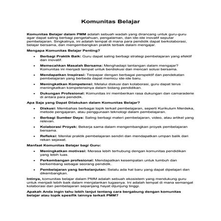 Komunitas Belajar Di Satuan Pendidikandocx
