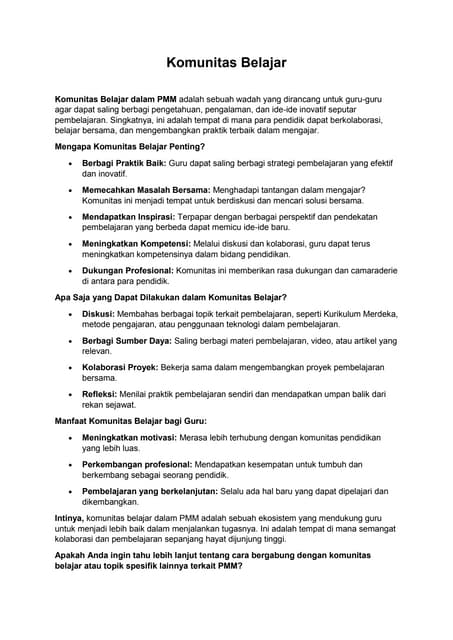 Komunitas Belajar Di Satuan Pendidikandocx